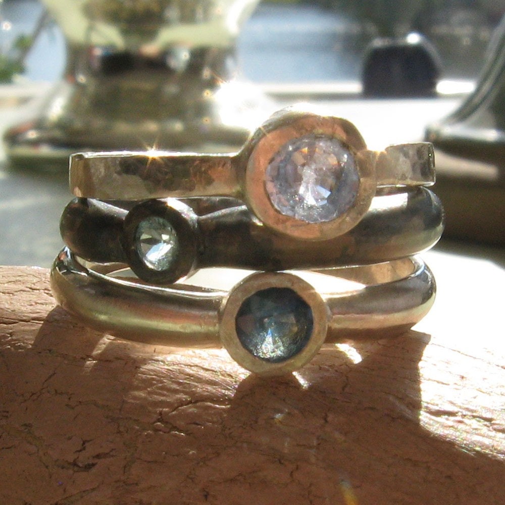 Blue Sapphire Stacking Ring Set Sterling Silver Rings All Blue - Etsy