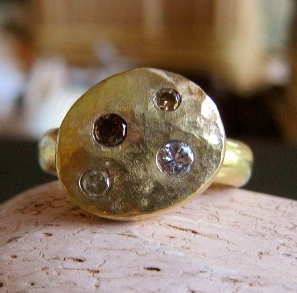 Handmade Recycled Gold Ring With Random Diamonds diamond Jubilee Ring ...
