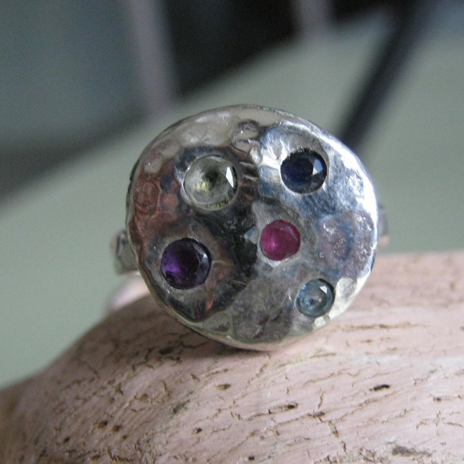 Mother's Ring Smashed Blob Ring Birthstone Ring Family Ring Recycled ...