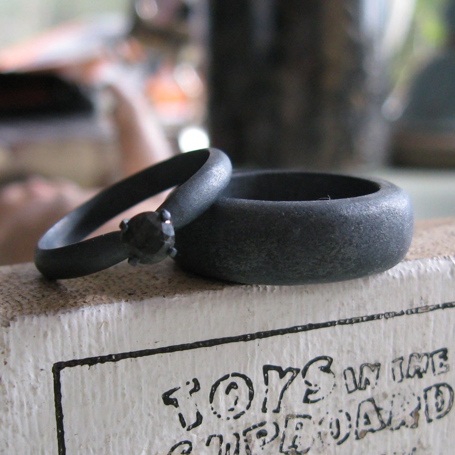 Black Diamond Engagement Ring Oxidized Ring Handmade - Vampire Wedding ...