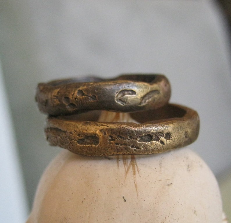 Rustic Distressed Ring 14k Gold Band - Roman Relic - Etsy