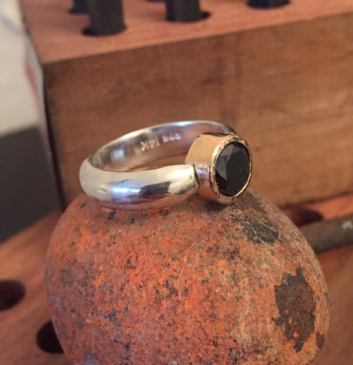 Blurry Badass Ring in Gold Silver Black Diamond - Man - Etsy