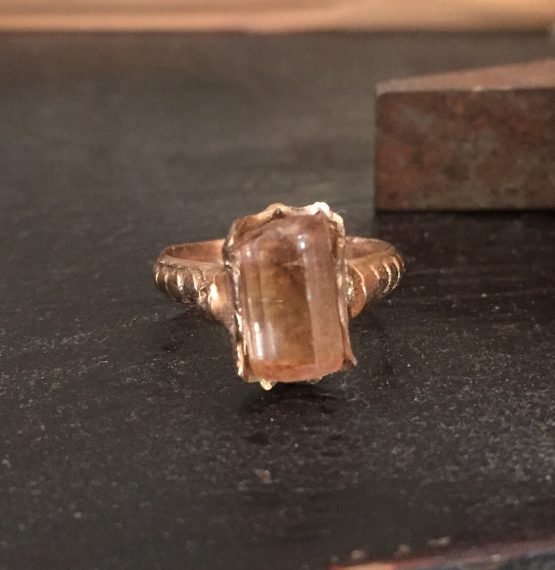 Topaz Raw Crystal 14k Gold Roman Style Ring - Etsy
