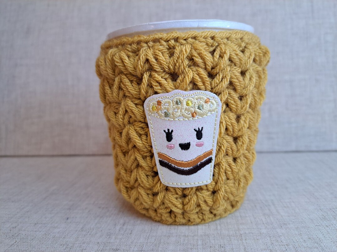 Crochet Ramen Cup of Noodles Cozy With a Ramen Feltie Patch in Mustard - Etsy