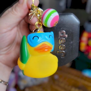Surfer Rubber Duckie Keychain Duck Duck Jeep With Squeaking - Etsy