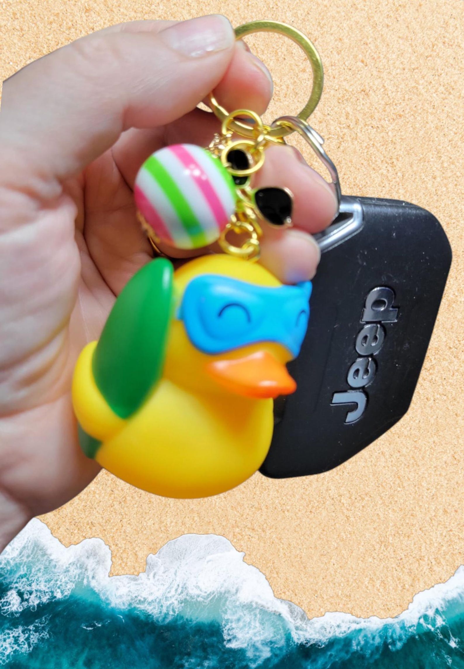 Surfer Rubber Duckie Keychain Duck Duck Jeep With Squeaking - Etsy