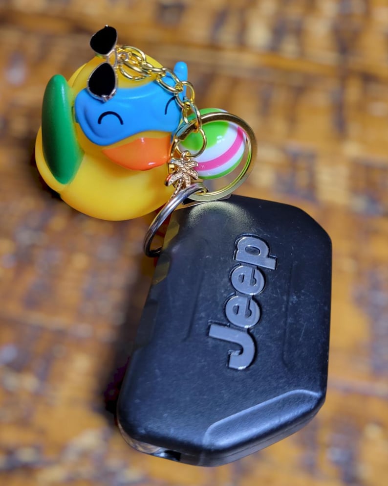 Surfer Rubber Duckie Keychain Duck Duck Jeep With Squeaking - Etsy