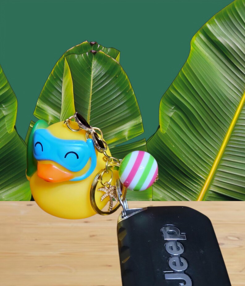 Surfer Rubber Duckie Keychain Duck Duck Jeep With Squeaking - Etsy