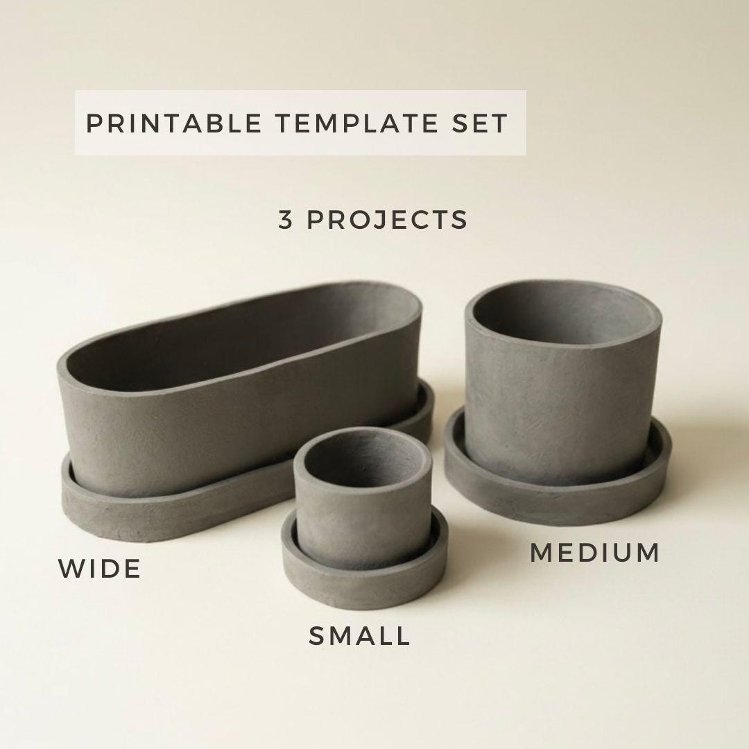 Planter Set Templates: DIY Pottery Slab Building (printable PDF ...