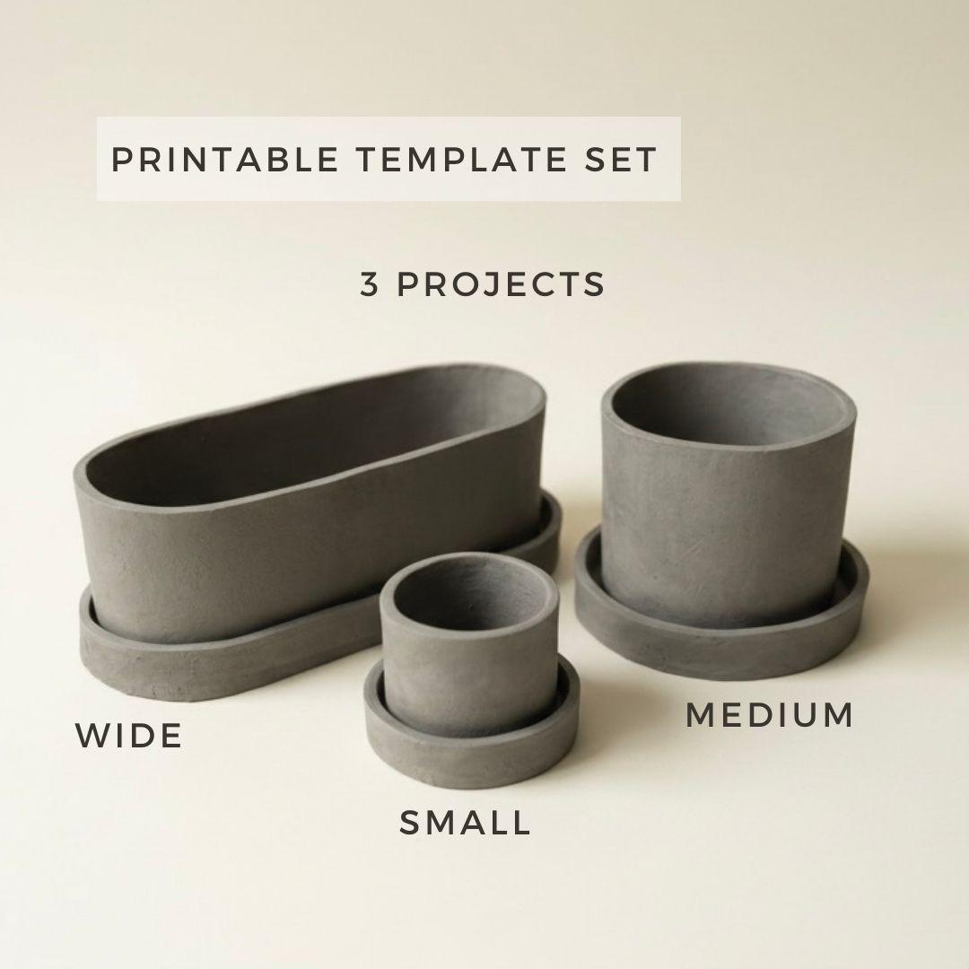 Planter Set Templates: DIY Pottery Slab Building (printable PDF ...