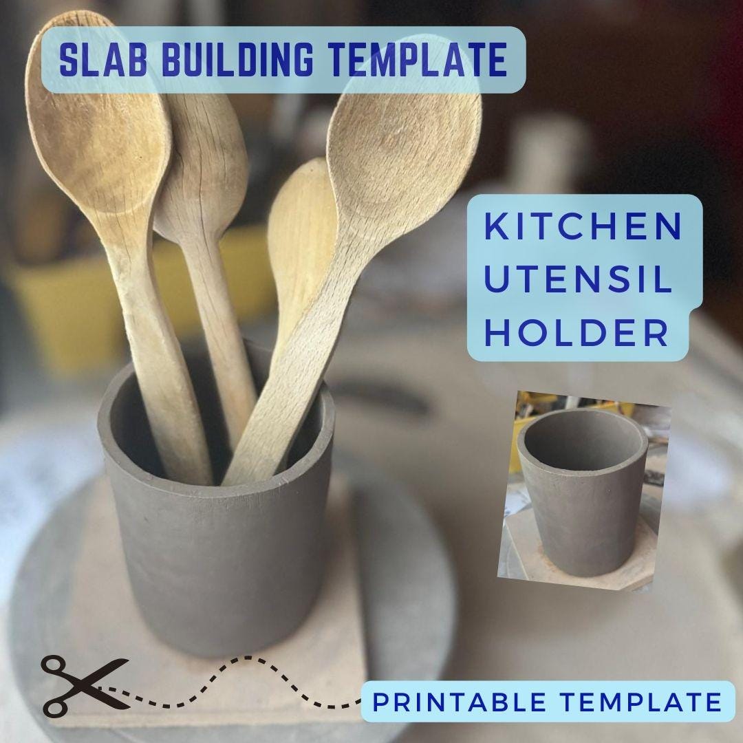 Kitchen Utensil Holder Template | Ceramic Tools | Slab Building | Easy ...