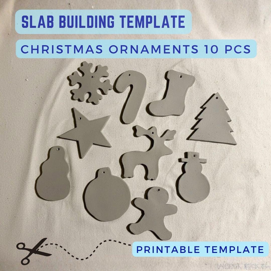 Christmas Ornament Template Set : Slab Building, 10 Pcs (printable PDF ...