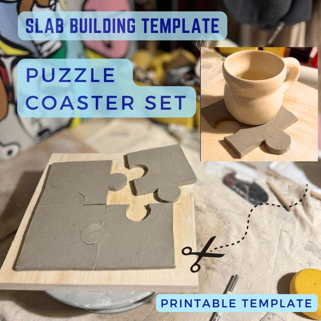 Puzzle Coaster Set Template: DIY Slab Building Pottery (printable PDF ...