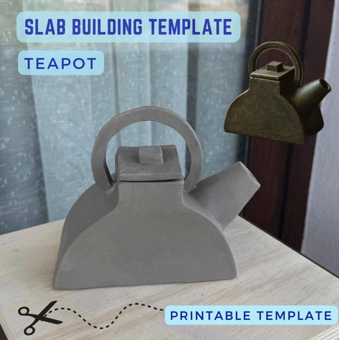 Teapot Slab Building Template: DIY Ceramic Vessel (printable PDF ...