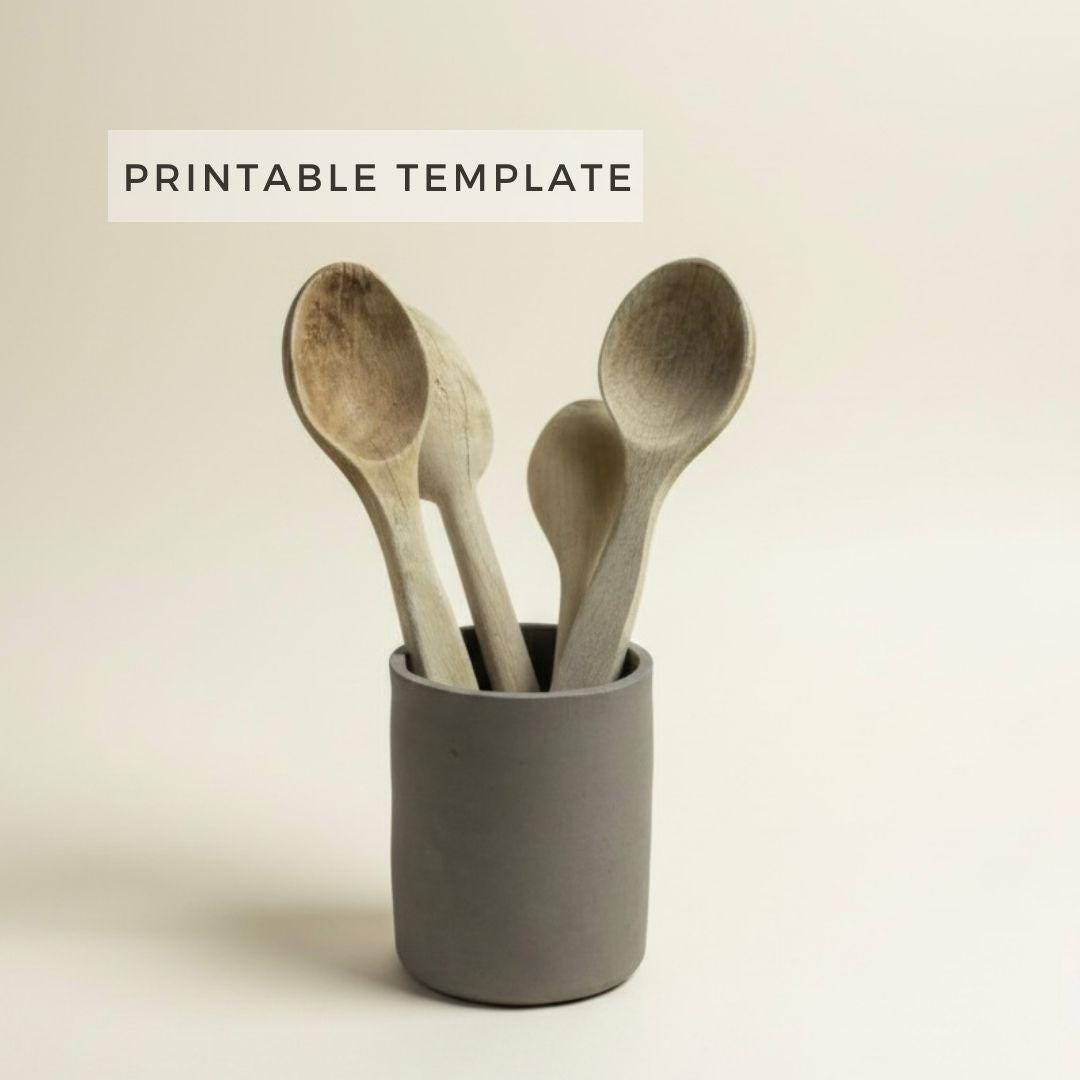 DIY Ceramic Kitchen Utensil Holder Template: Slab Building (printable ...