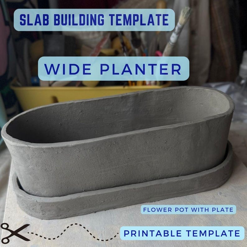 Wide Planter Template | Ceramics Tools | Slab Building Vessel | Easy DIY Ceramic Pot | Pottery ...