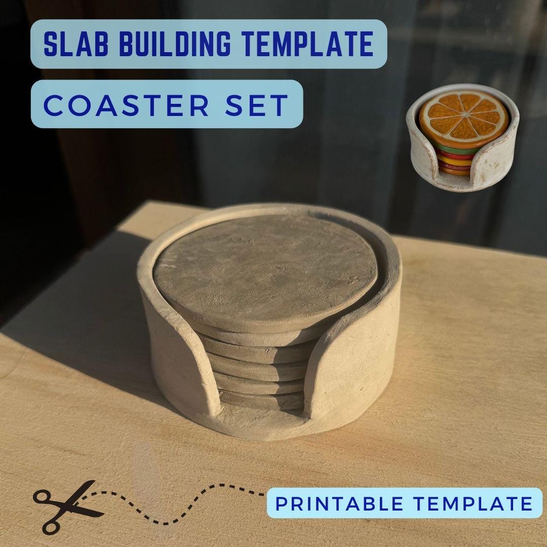 DIY Ceramic Coaster Set Template: Pottery Slab Building (printable PDF ...