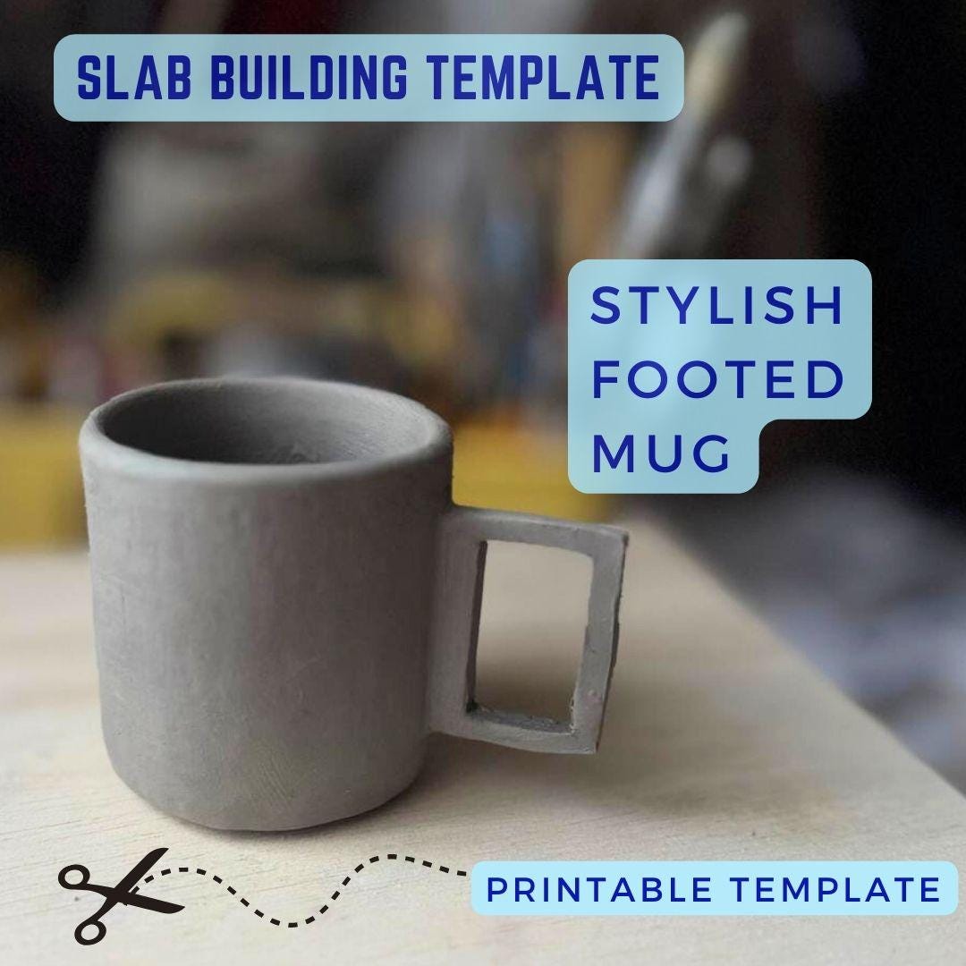 Footed Mug Template Diy Pottery Slab Building Printable Pdf Download