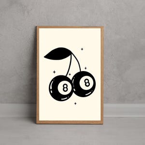 8 Ball Cherry Poster, Retro Poster, Wall Art, Room Decoration, Art ...