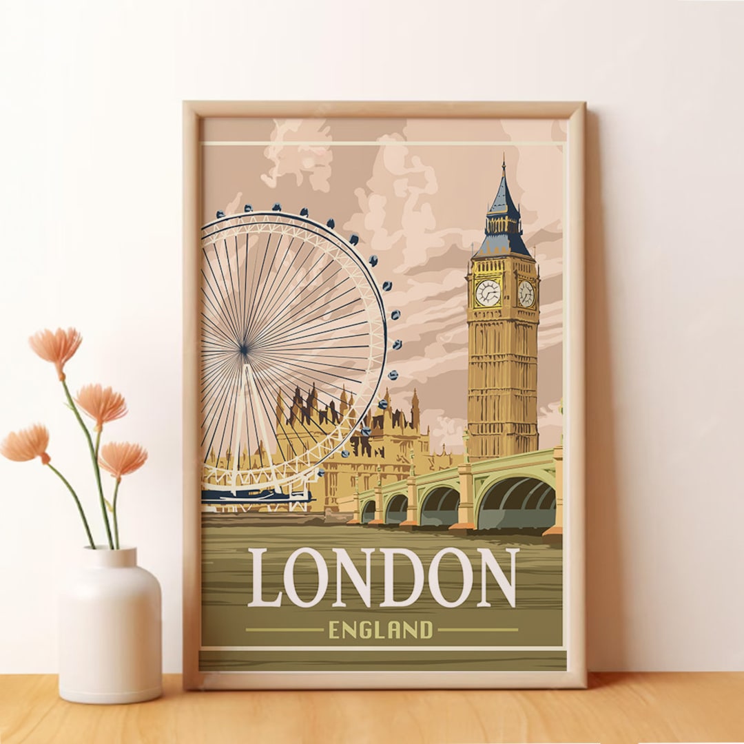 London Poster, Vintage Travel Poster, Classic Poster, Wall Art, Room ...