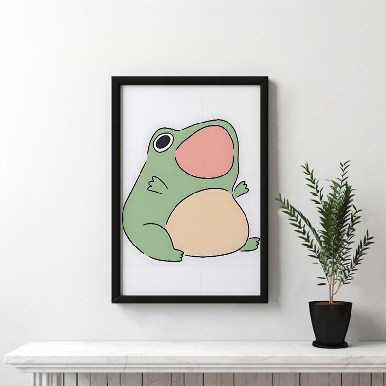 Cute Frog Poster, Vintage Poster, Wall Art, Room Decoration, Art Poster ...