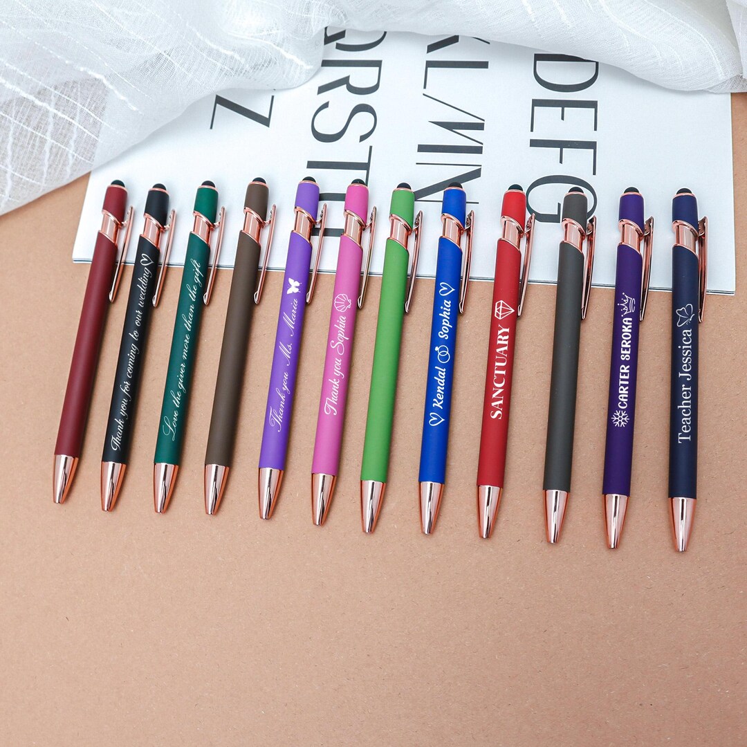 Engraved Ballpoint Pen With Touch Head, Rubberized Soft Touch Ballpoint ...