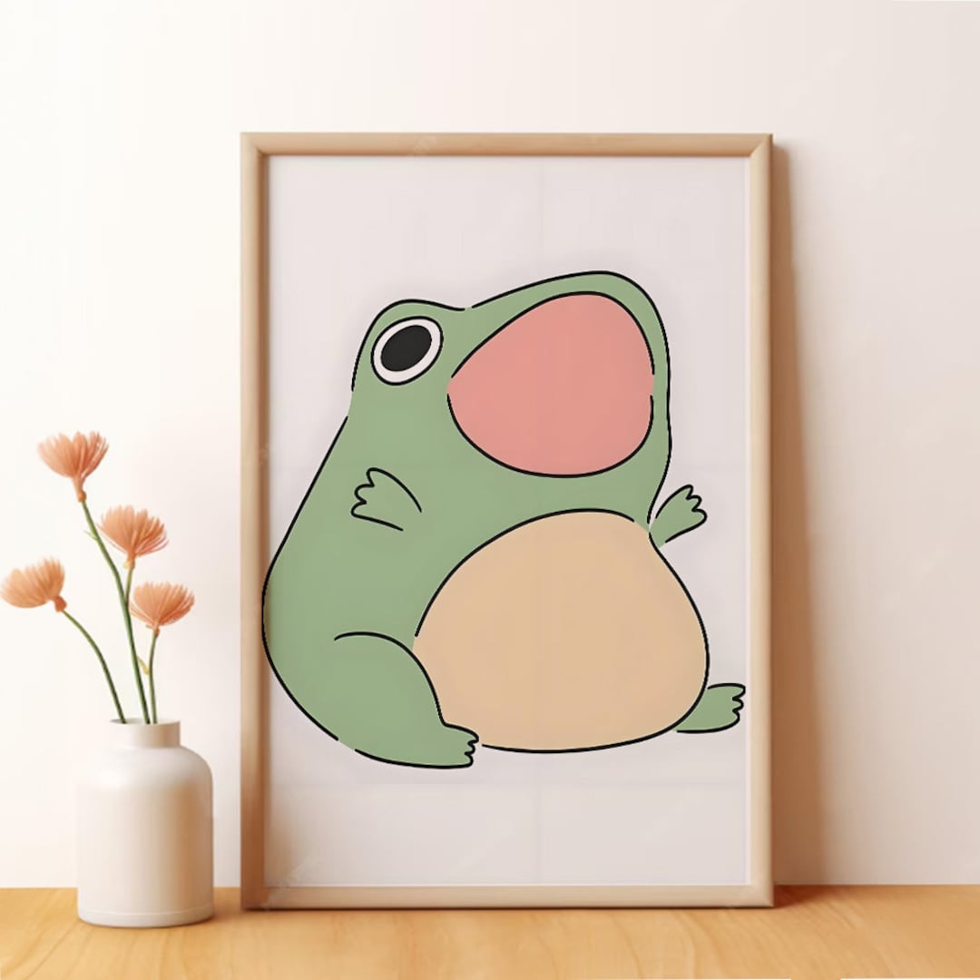 Cute Frog Poster, Vintage Poster, Wall Art, Room Decoration, Art Poster ...