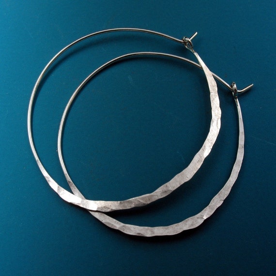 Items similar to Large Hammered Sterling Hoops on Etsy