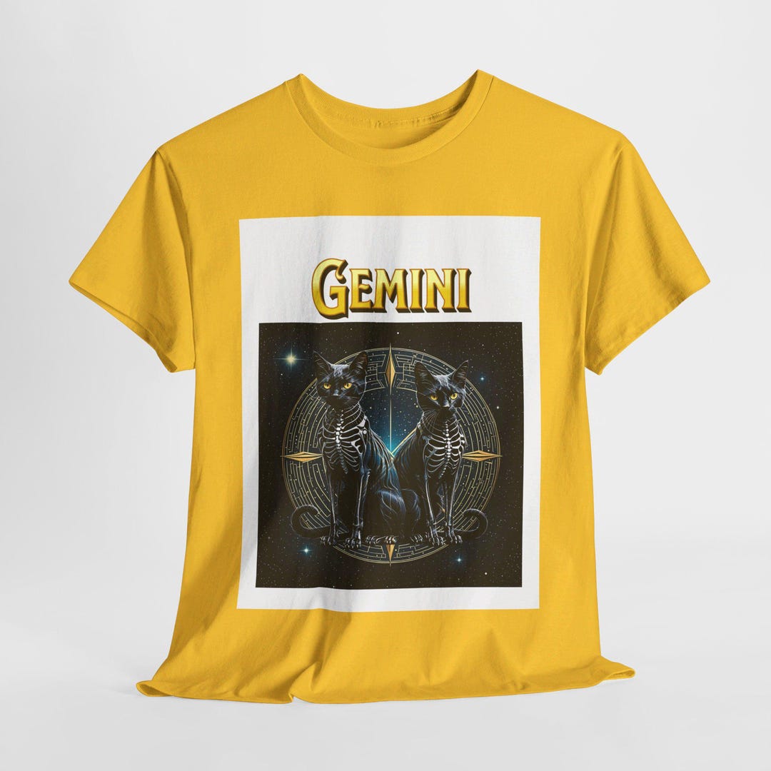 Gemini Star Sign Shirt Twin Cat Astrology Graphic Tee Zodiac Shirt ...