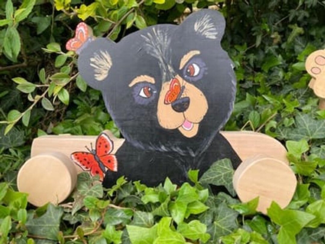 Solid Wood Bear and Butterfly Coat Rack - Etsy