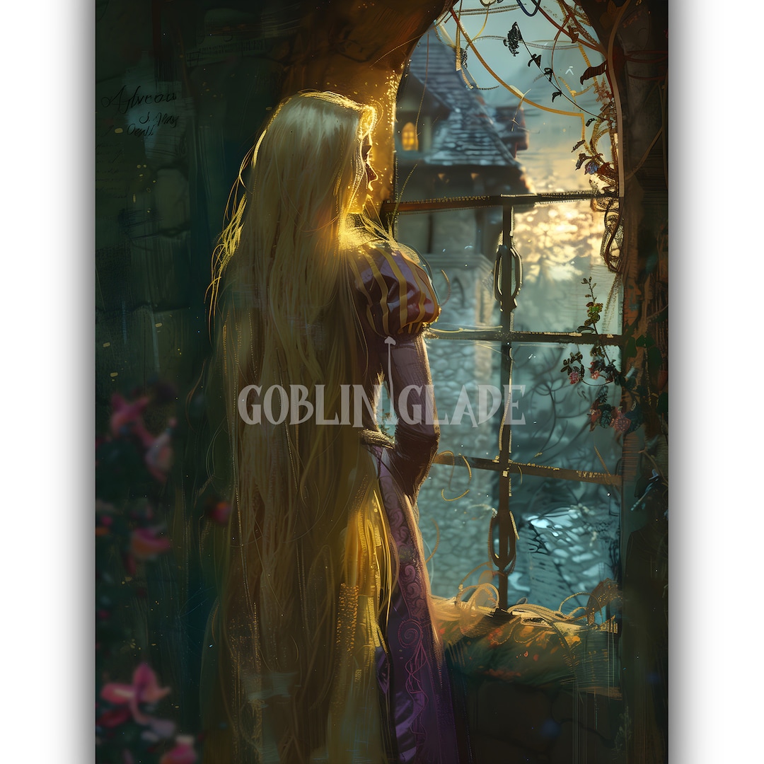 Rapunzel Painting - Printable Brothers Grimm Folklore Art Fairy Tale ...