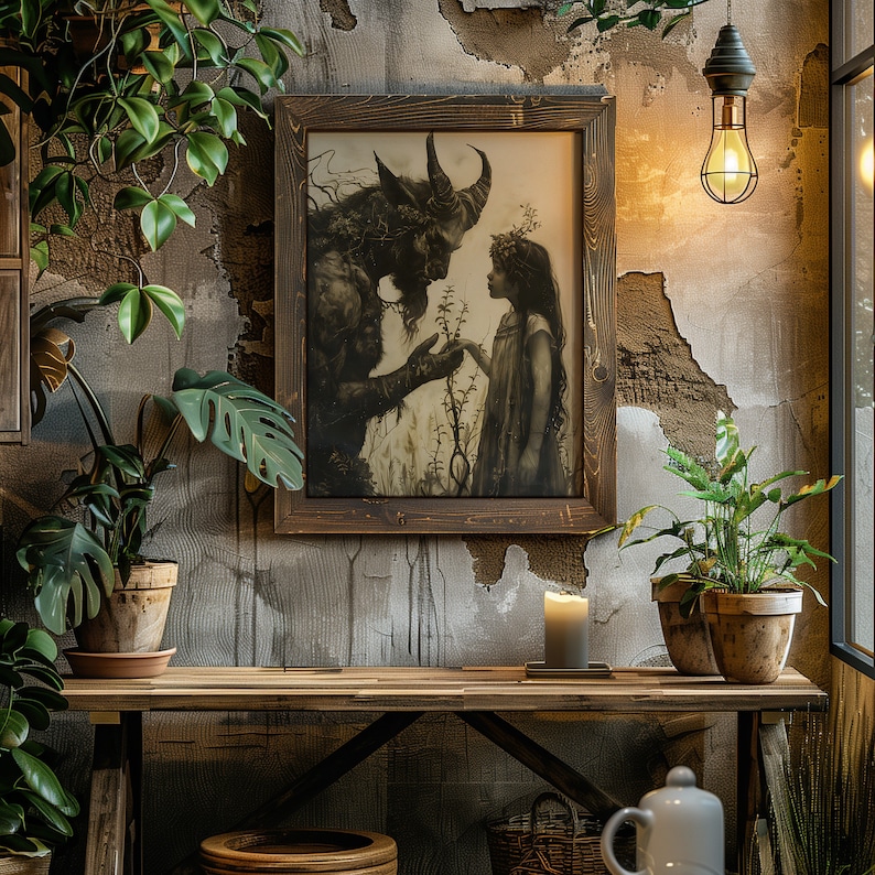Satyr and Girl Printable - Magical Being Fantasy Art Unique Wall ...