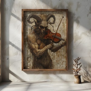 Satyr Playing the Fiddle Printable - Magical Being Fantasy Art Unique ...