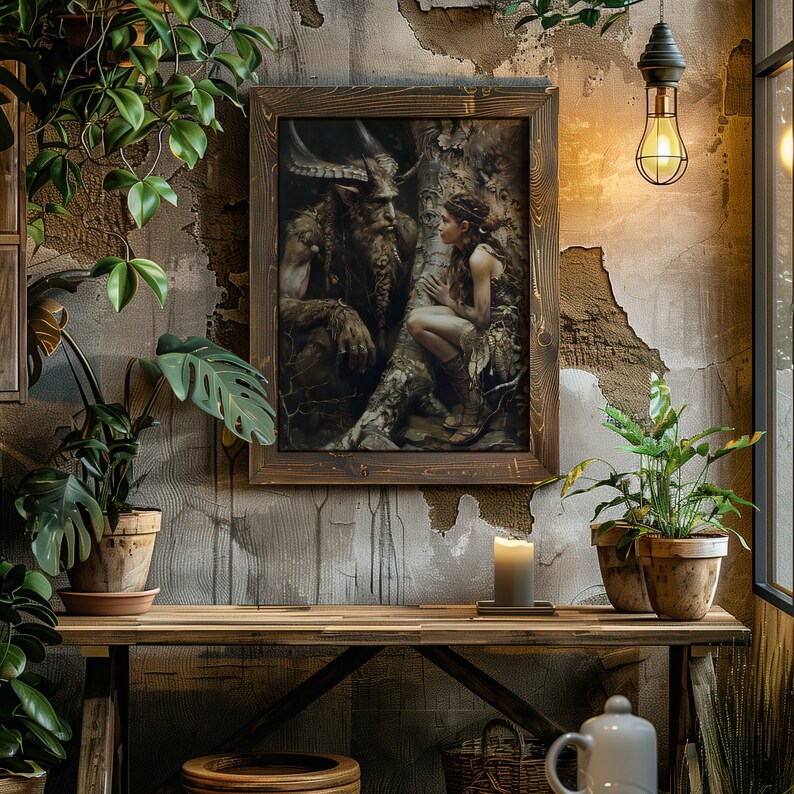 Satyr and Dryad Printable Magical Being Fantasy Art Unique Wall Display ...