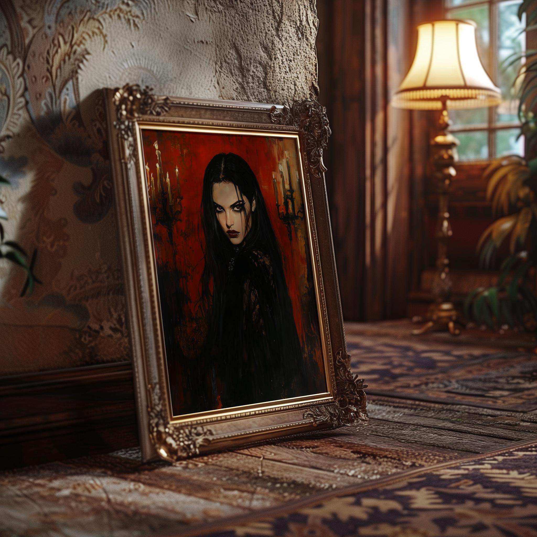 Goth Vampire Wall Art Print - Witchy Halloween Home Decor - Gothic ...