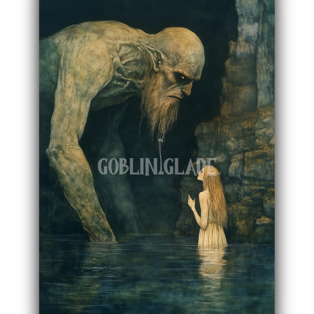 Näcken Monster and Woman - Digital Art Printable, Scandinavian ...