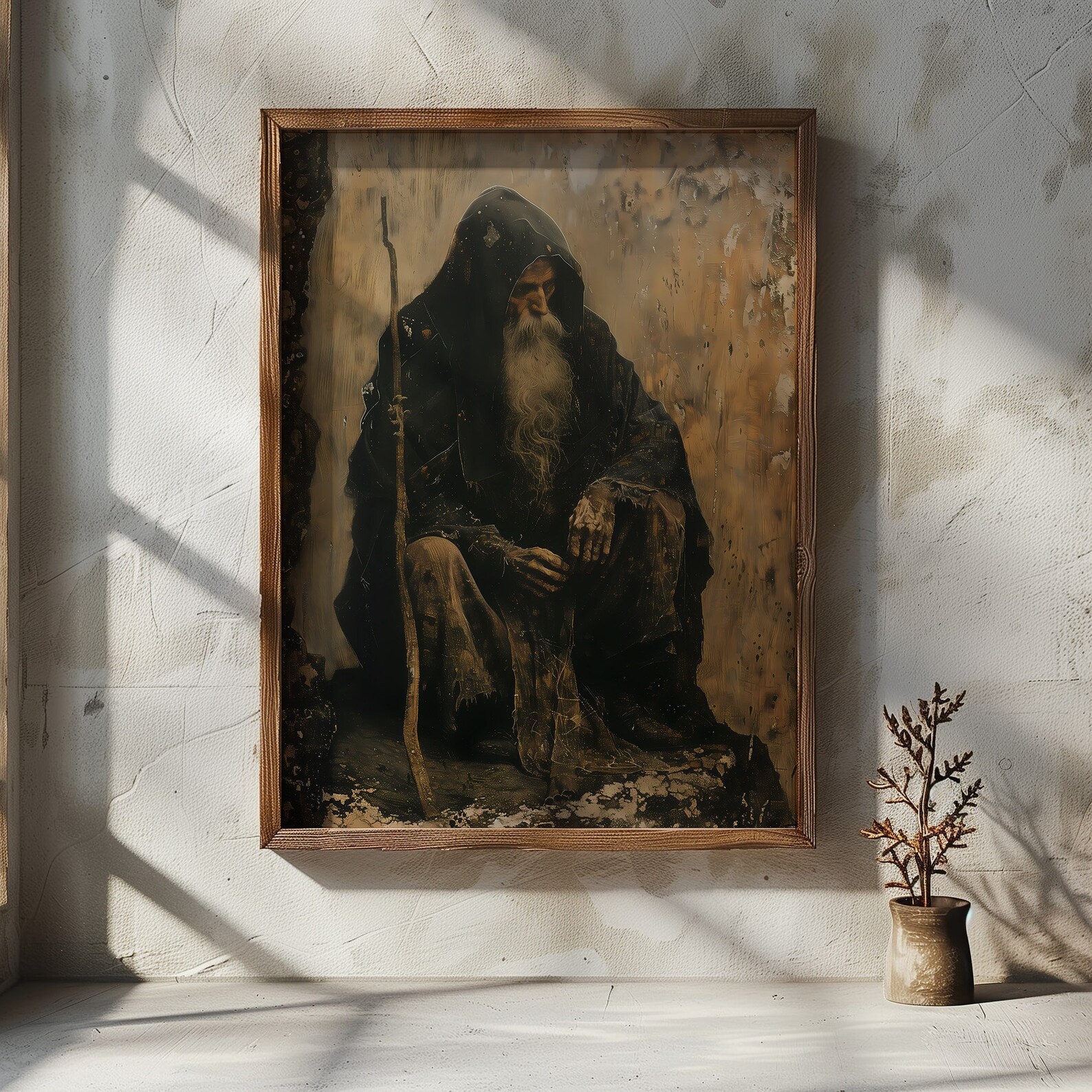 Wanderer Wall Art Printable Occult Wizard Fantasy Painting Hooded ...