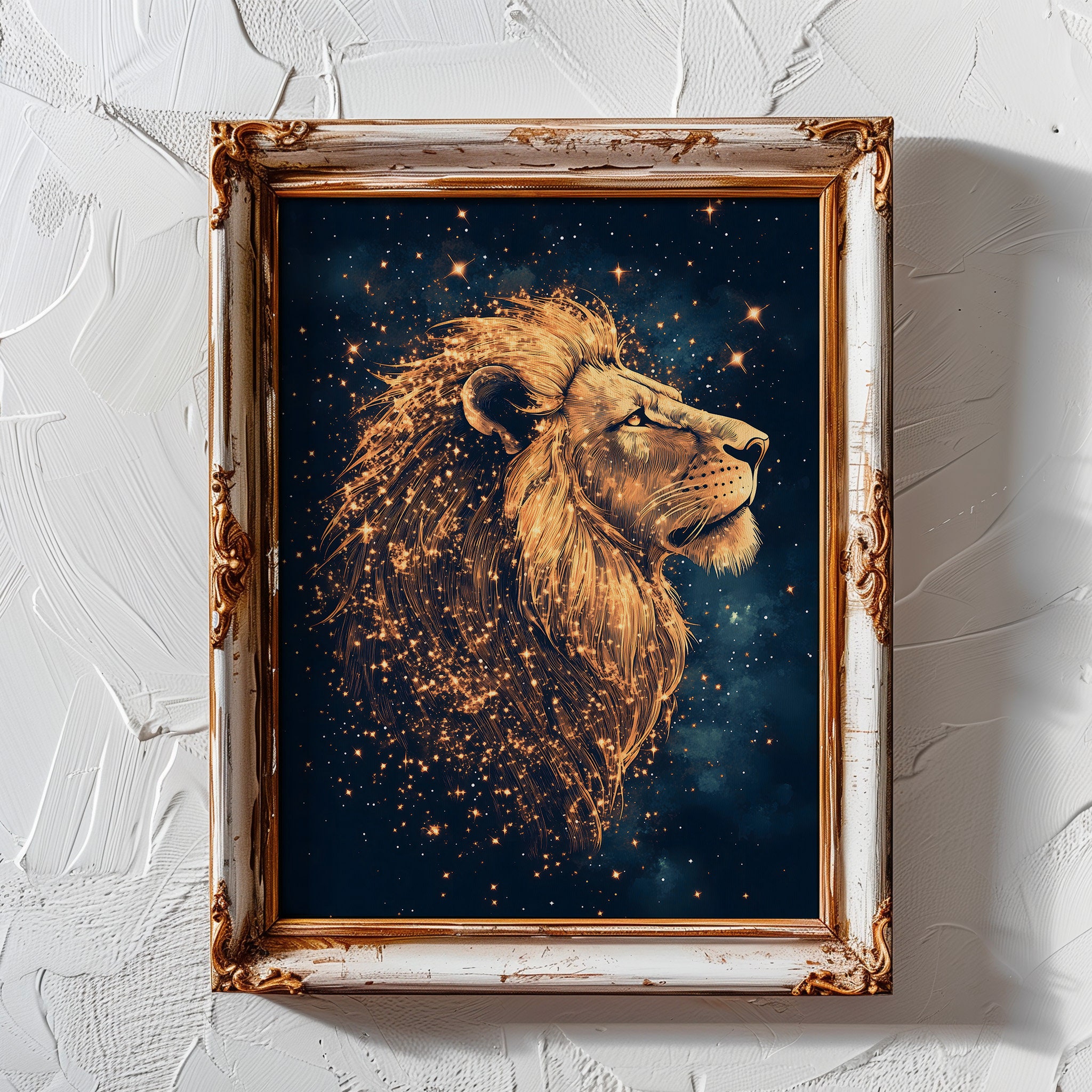 Leo Zodiac Print - Astrology Lion Star Sign Art Printable, Mystical ...