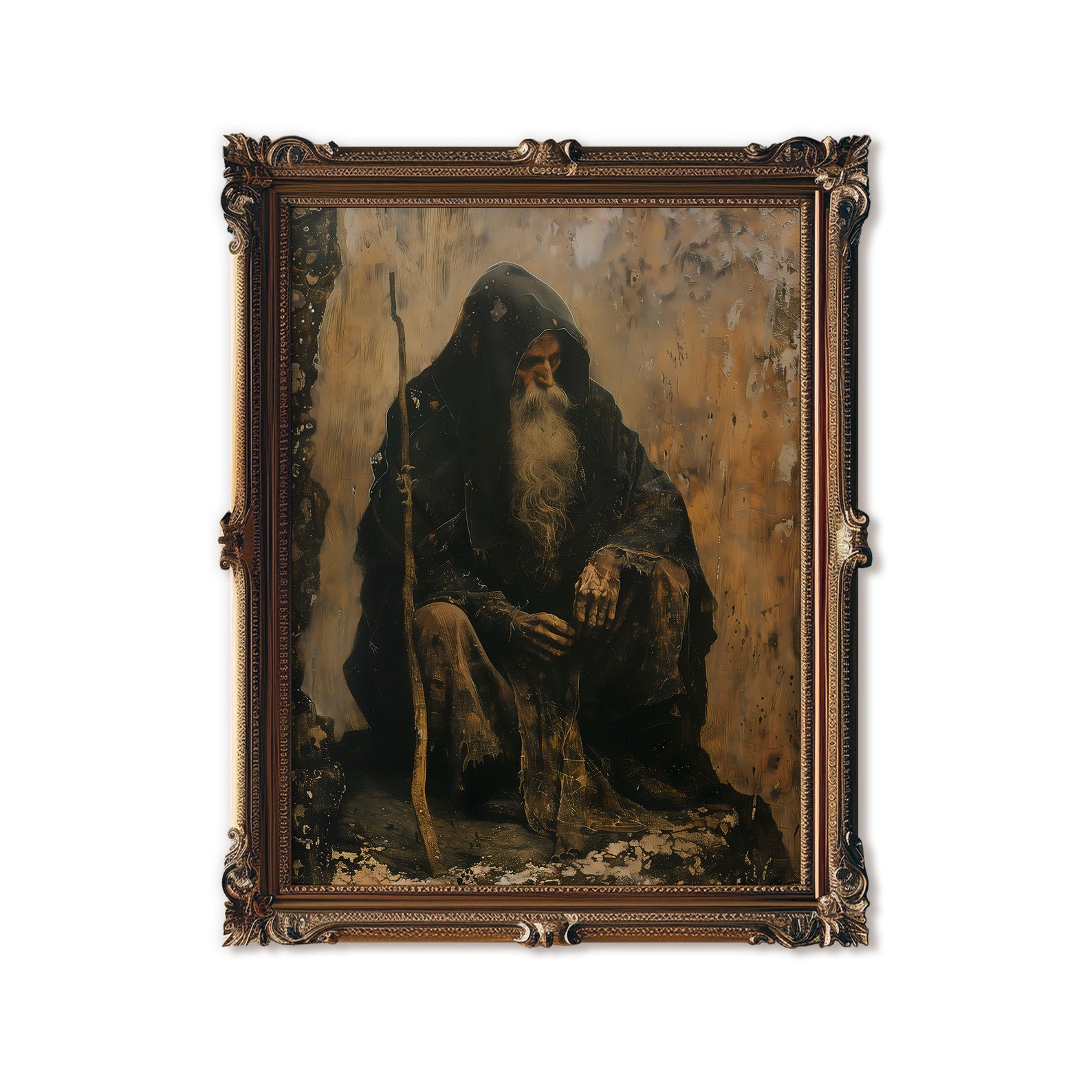 Wanderer Wall Art Printable Occult Wizard Fantasy Painting Hooded ...