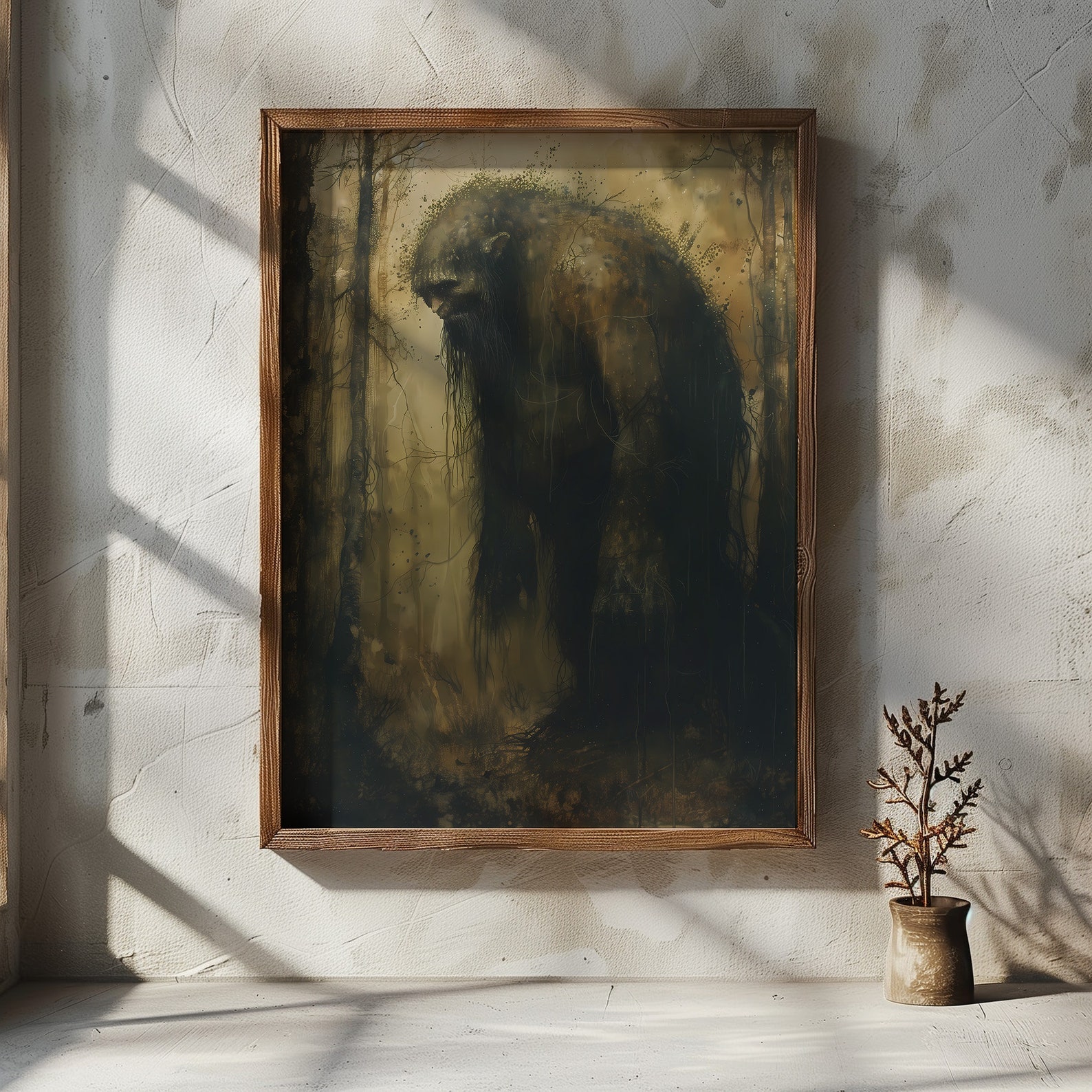 Sad Troll Wall Art Printable Folklore Painting Moody Whimsical Giant ...