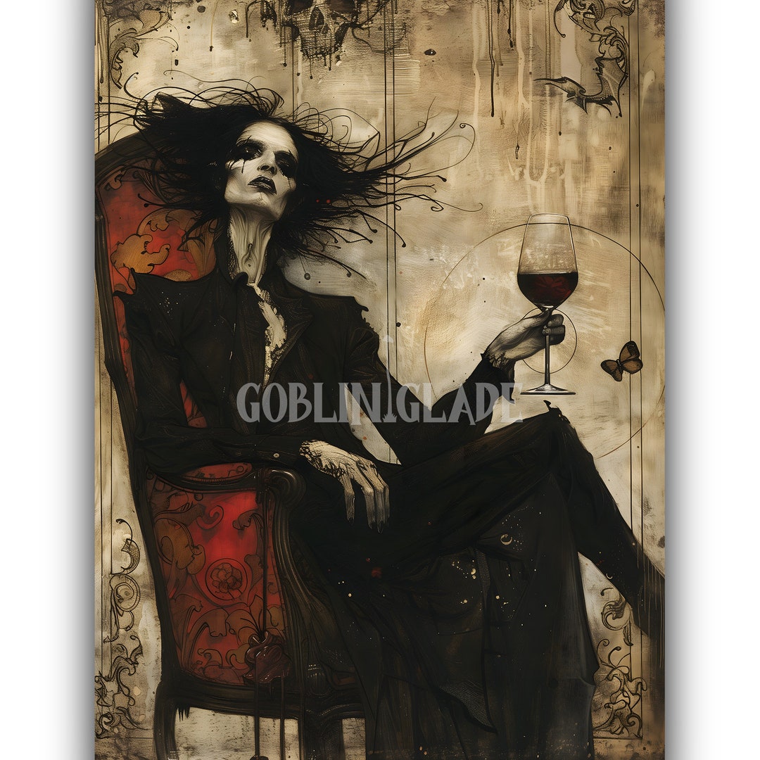 Gothic Vampire Painting Gothic Home Decor Halloween Decor Dark Art Dark ...