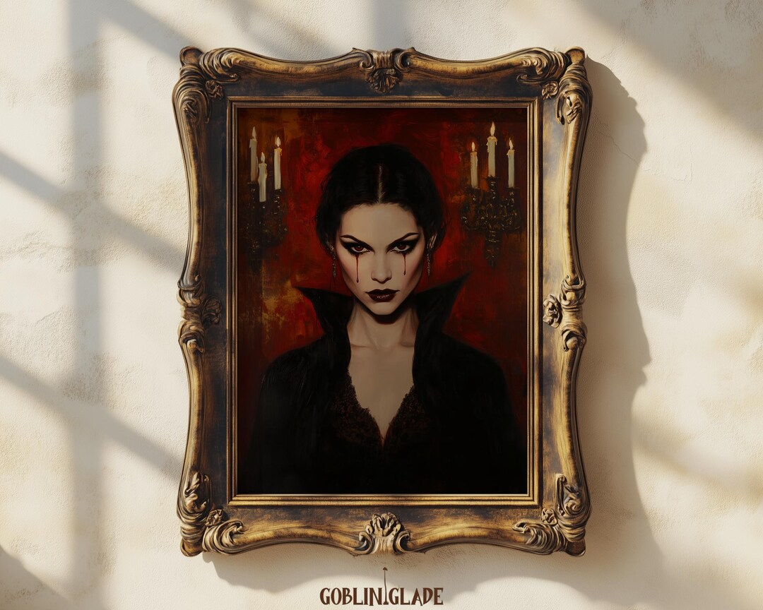 Goth Vampire Wall Art Print - Witchy Halloween Home Decor - Gothic ...