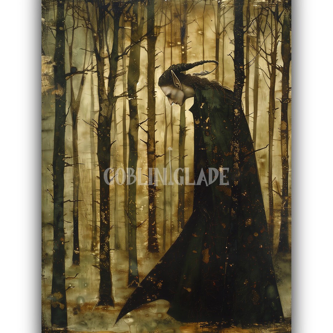 Sad Elf Wall Art Printable Moody Painting Print Atmospheric Enchanted ...