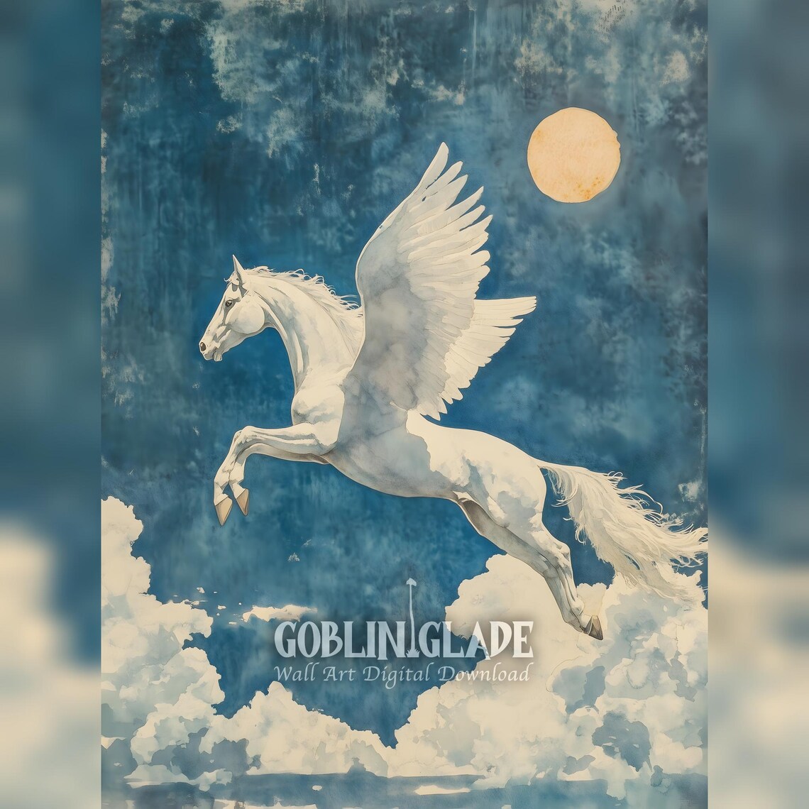 Flying Pegasus Print - Greek Mythology Painting - Printable Wall Art ...