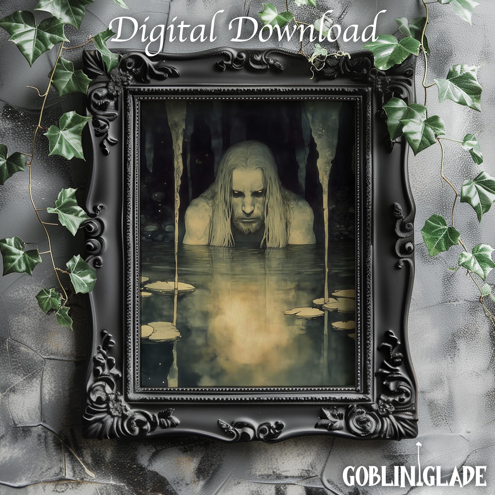 Näcken in Water - Digital Art Printable, Scandinavian Mythology ...