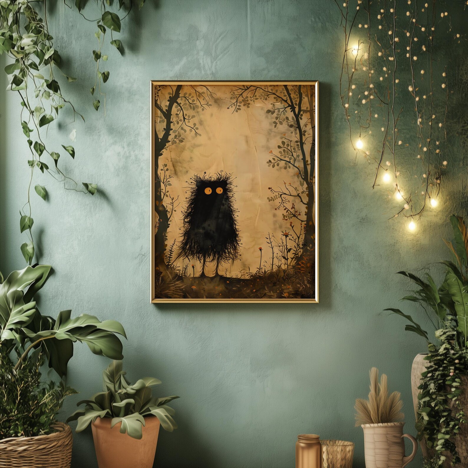 Box Square Man Wall Art Printable Moody Monster Painting Print Funny ...