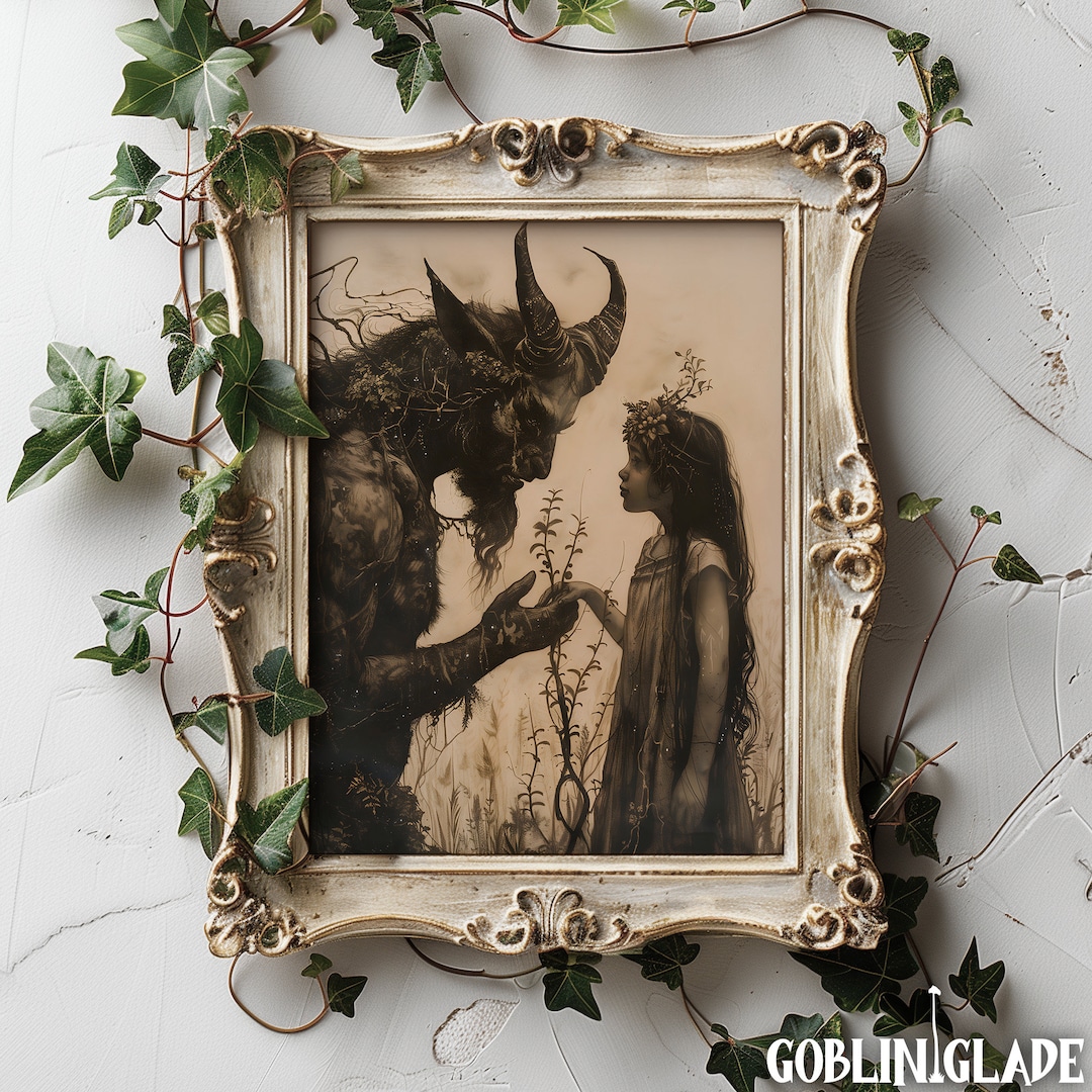 Satyr and Girl Printable Magical Being Fantasy Art Unique Wall Display ...