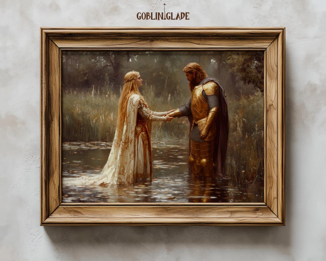 King Arthur Wall Art Print - Lady of the Lake Painting - Medieval ...