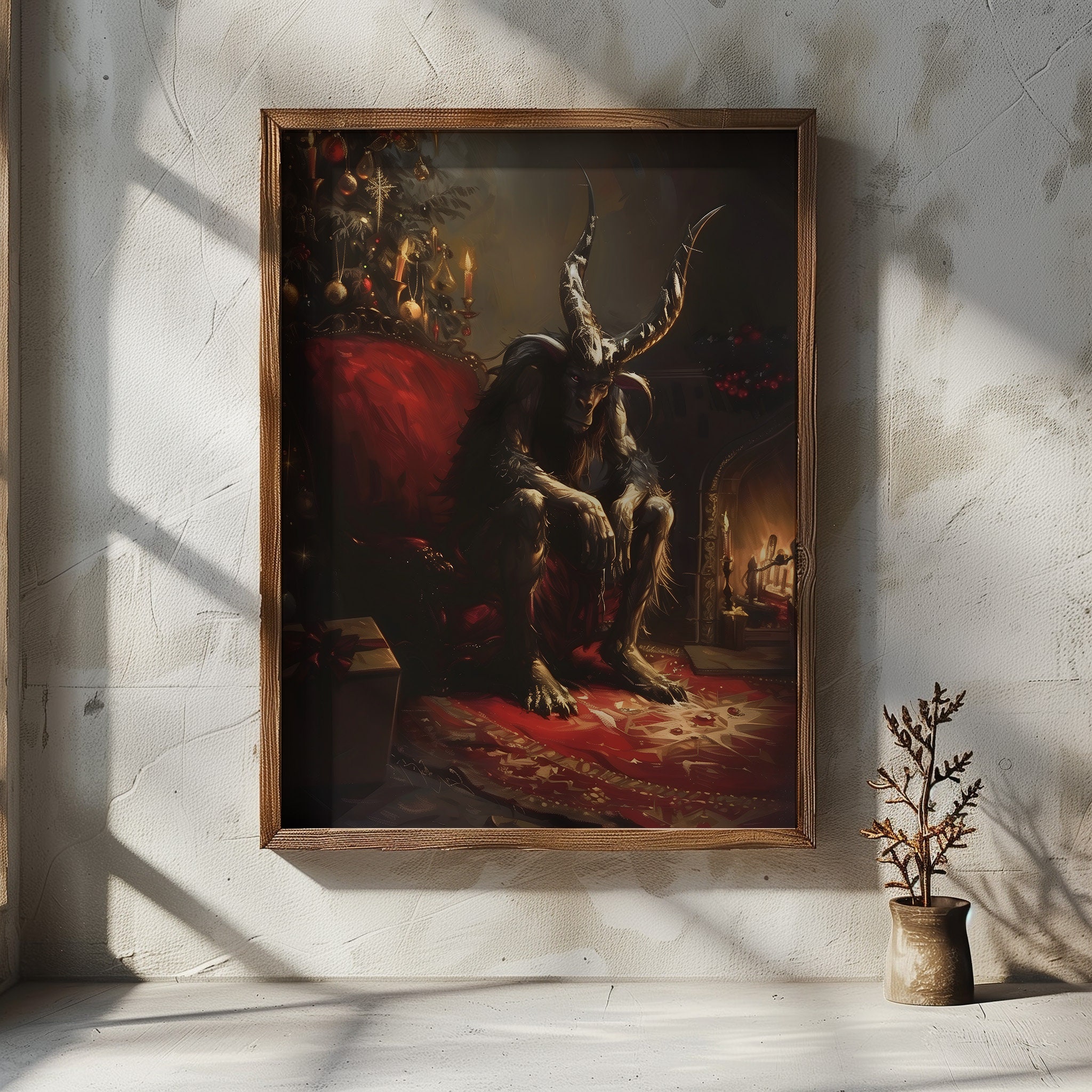 Krampus Painting Christmas Poster Printable Folklore Art Magical ...