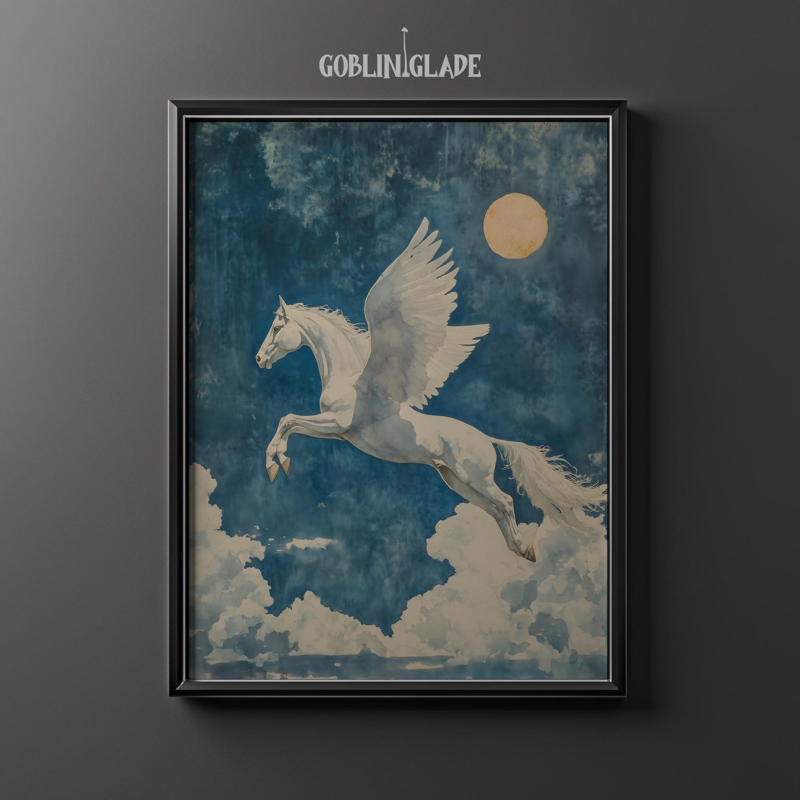 Flying Pegasus Print - Greek Mythology Painting - Printable Wall Art ...